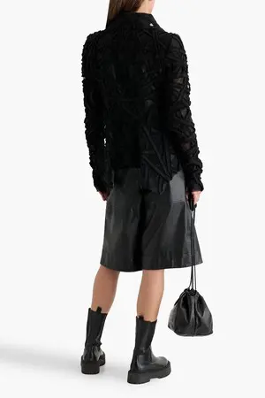 Rick Owens Distressed Tulle Biker Jacket