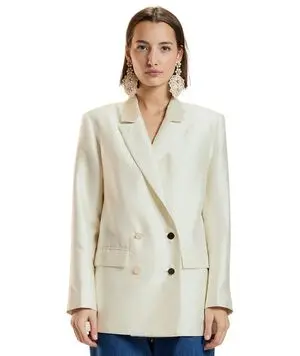 Cynthia Rowley The Breakers Double Breasted Blazer - White