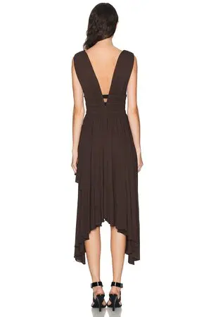 Alaïa V-neck Midi Dress - Chocolat