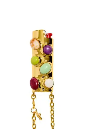 Edie Parker Stoned Crossbody Lighter Case In Multi - Peridot