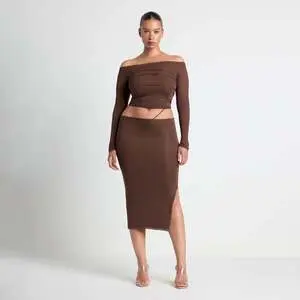 SKIMS Sheer Modal Midi Skirt With Side Slit - Cocoa