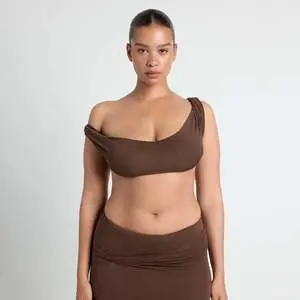 SKIMS Sheer Modal Draped Bralette | Deep Neutral | | Vettese X