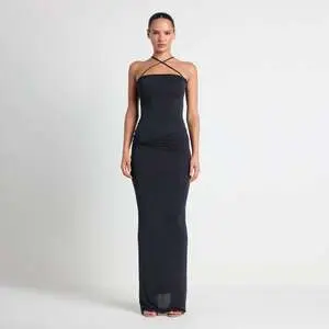 SKIMS Sheer Modal Long Dress | Black | Medium | Vettese X - Onyx