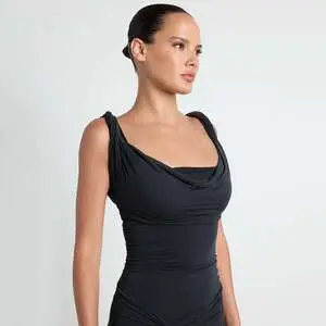 SKIMS Sheer Modal Draped Bralette | Black | | Vettese X