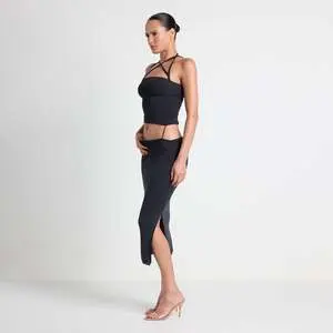 SKIMS Sheer Modal Midi Skirt - Onyx