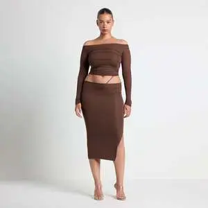 SKIMS Sheer Modal Off-the-shoulder Long Sleeve Top