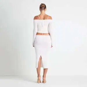 SKIMS Sheer Modal Off-the-shoulder Cropped Top