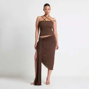 SKIMS Sheer Modal Draped Midi Skirt