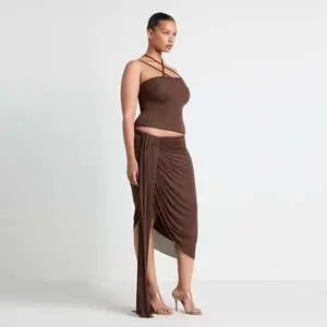 SKIMS Sheer Modal Draped Midi Skirt
