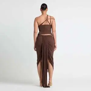 SKIMS Sheer Modal Draped Midi Skirt