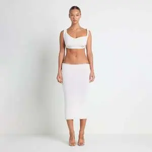 SKIMS Sheer Modal Draped Bralette | White | | Vettese X - Ecru