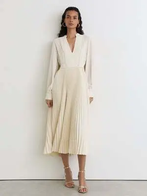 REISS Millie Stud-detail Pleated Midi Dress