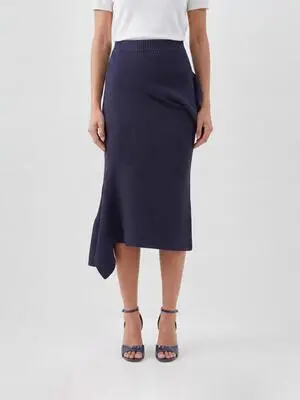 Issey Miyake Asymmetric Hem Crêpe Pencil Midi Skirt - Black