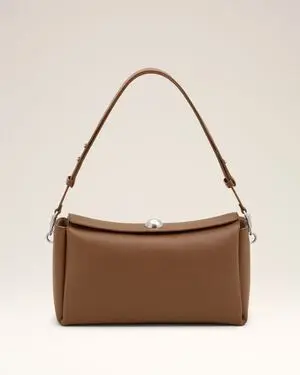 AMI Paris Medium Brown Cow Leather Carrousel Bag Brown