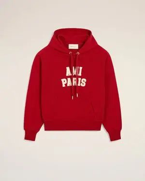 AMI Paris Embroidered Organic Cotton Hoodie