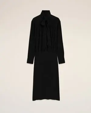AMI Paris Midi Lavalliere Silk-blend Dress - Black