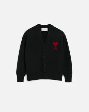 AMI Paris De Coeur Logo Wool Cardigan