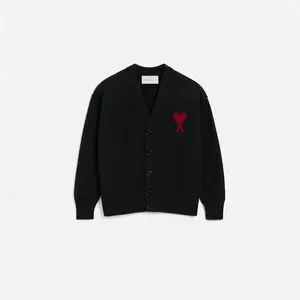 AMI Paris De Coeur Logo Wool Cardigan