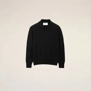 AMI Paris Black Wool Polo With De Coeur Black
