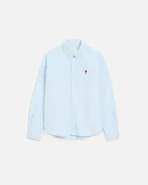 AMI Paris Blue Cotton Shirt - Sky Blue