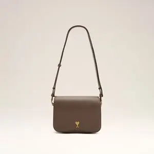 AMI Paris Cowhide Leather Shoulder Bag - Truffle