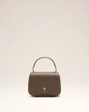 AMI Paris Brown Cowhide Leather Paris Paris Top Handle Bag Brown - Truffle