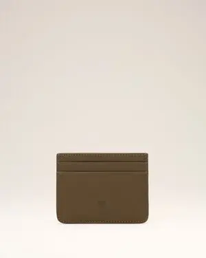 AMI Paris Brown Cowhide Leather Card Holder With De Coeur Brown