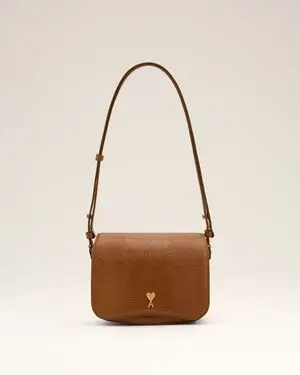 AMI Paris Brown Lizard Embossed Cowhide Leather Paris Paris Bag Brown - Cognac