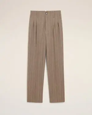 AMI Paris Wool Two-pleats Trousers - Choco Brown/ruby Red