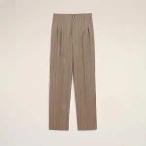 AMI Paris Wool Two-pleats Trousers - Choco Brown/ruby Red
