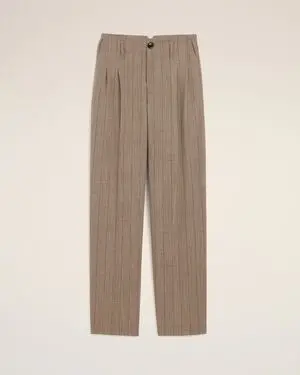 AMI Paris Brown Striped Wool Two-pleats Trousers Brown