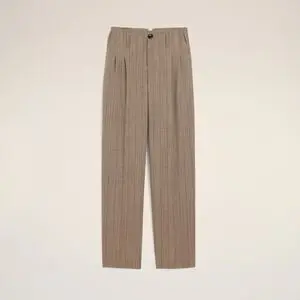 AMI Paris Brown Striped Wool Two-pleats Trousers Brown