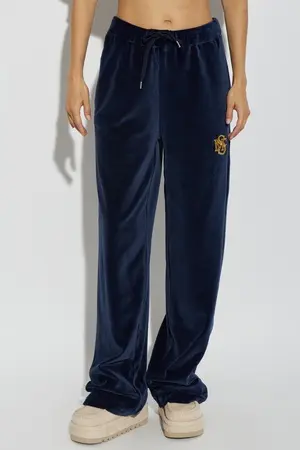Stella McCartney Velour Trousers With Embroidered Logo