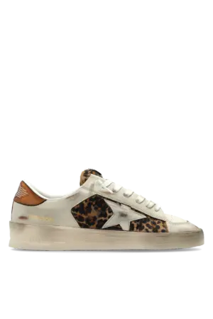 GOLDEN GOOSE Stardan Sneakers With Leopard Print Accents And Metallic Detail - Cream