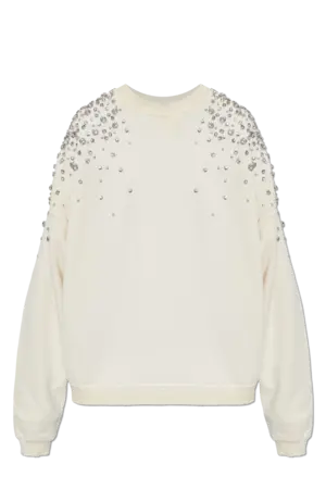 GOLDEN GOOSE Sweatshirt With Shimmering Appliqués - Cream