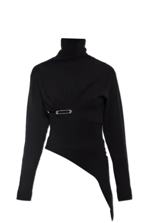 LANVIN Asymmetrical Turtleneck With Applique - Black