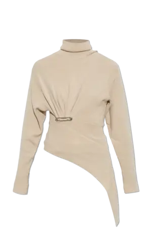 LANVIN Asymmetrical Turtleneck With Appliqu - Cream