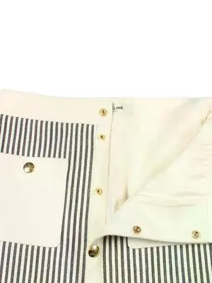Celine 2010s Triomphe Button Striped Mini Skirt