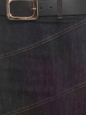 SELF-PORTRAIT Indigo Denim Belted Midi Skirt