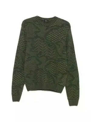 Etro Intarsia-knit Crew-neck Sweater - Green