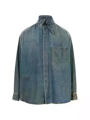 DARKPARK Scarf-detail Denim Shirt - Blue