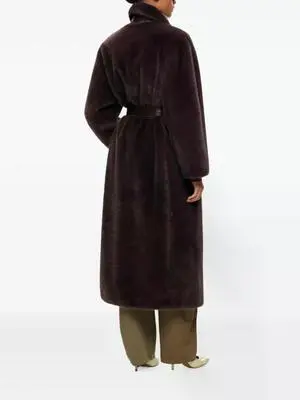 Pinko Long Faux-fur Belted Coat