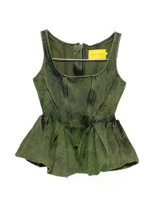 MARQUES' ALMEIDA Peplum Corset Top - Green