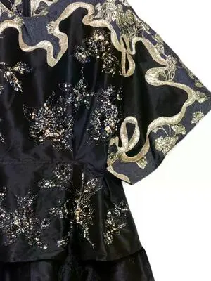 Biyan Embellished Taffeta Peplum Blouse