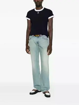 Versace Logo-embroidered Ringer T-shirt