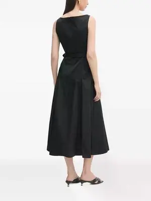 Luisa Spagnoli Round Neck Sleeveless Belted Midi Dress