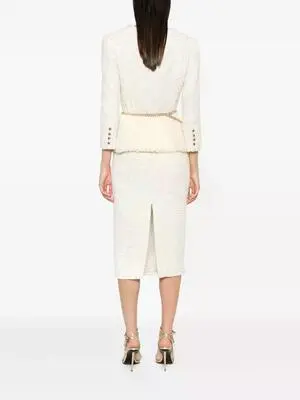 SELF-PORTRAIT Bouclé Midi Skirt And Jacket Set With Chain Belt