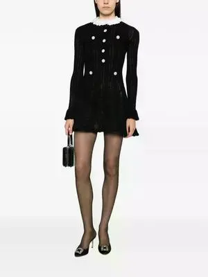 SELF-PORTRAIT Flower-button Lace-collar Mini Dress