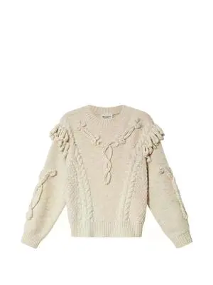 MARANT ETOILE Aran-knit Fringed Sweater - Neutrals