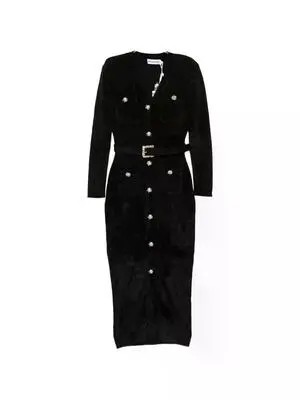 SELF-PORTRAIT Belted Button-down Midi Dress - Black